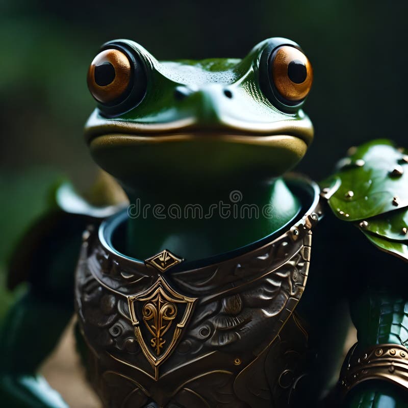 3d Rendered Cute Ninja Frog in Golden Armor Striking a Fighting Pose in ...