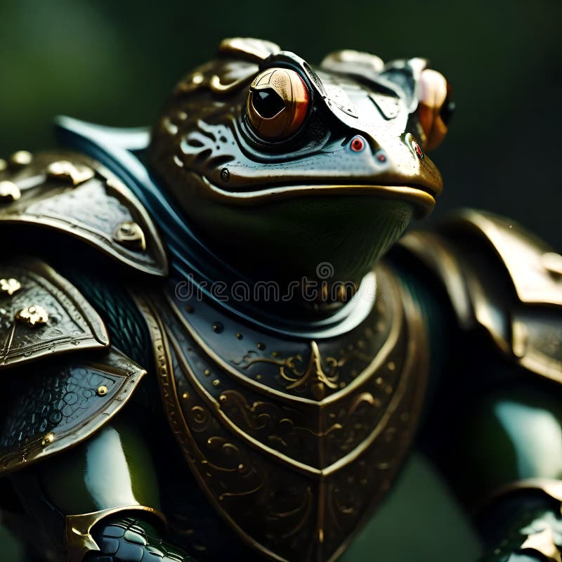 3d Rendered Cute Ninja Frog Wearing Golden Armor in a Fighting Pose ...