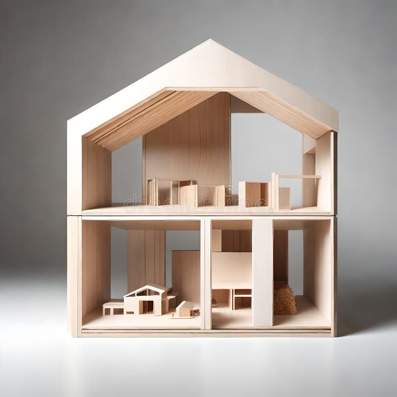 3d Rendered Cute Small House Structure Crafted from Brown Wood ...