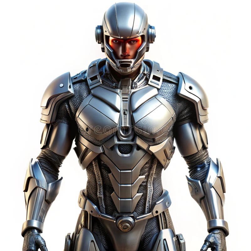 3D-rendered Cyber Warrior in Armor Stock Illustration - Illustration of ...