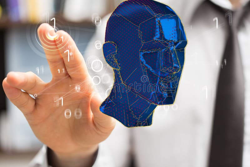 3D Rendered Digital Human Face before a Man S Hand - Artificial ...