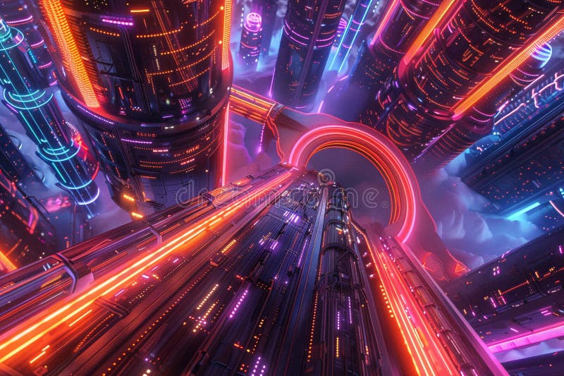 3D Rendered Digital Landscape a Vibrant Visualization of Futuristic ...