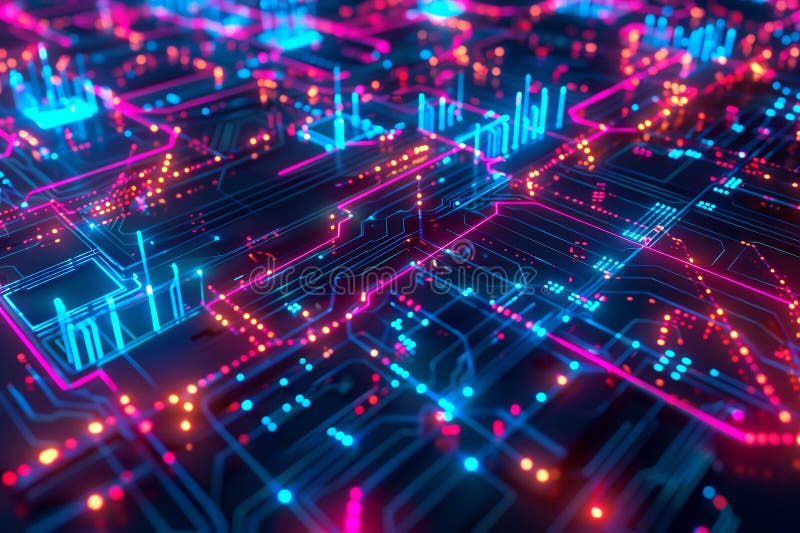 3D Rendered Digital Landscape a Vibrant Visualization of Futuristic ...