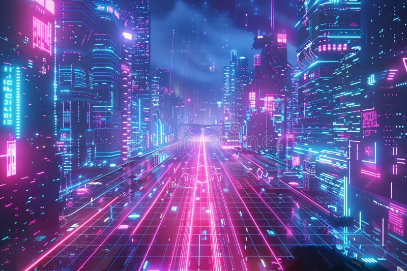 3D Rendered Digital Landscape a Vibrant Visualization of Futuristic ...