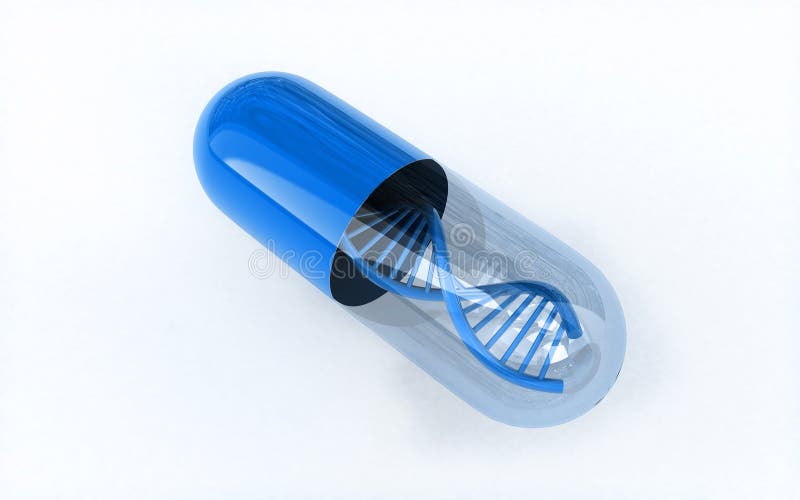 3d Rendered DNA Inside in a Capsule Isolated on White Background Stock ...
