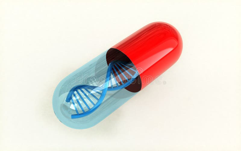 3d Rendered DNA Inside in a Capsule Isolated on White Background Stock ...