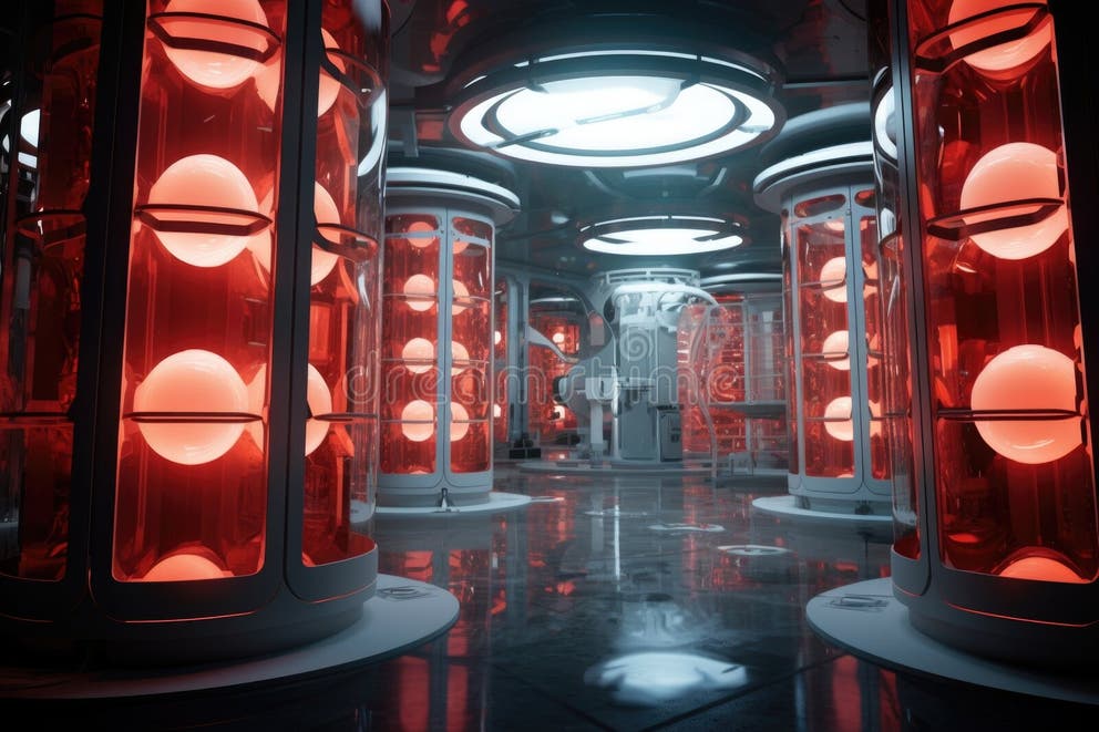 3d Rendered Dna Storage System in a Futuristic Lab Stock Illustration ...