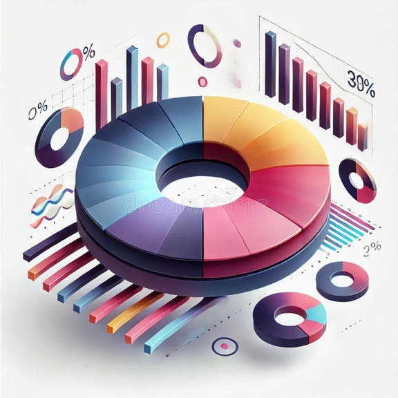 3D Donut Pie Chart with Colorful Infographics and Data Visualization ...