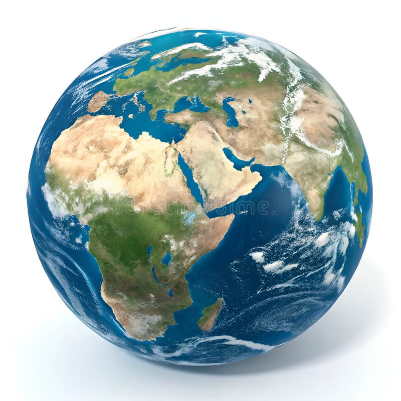3D Rendered Earth Globe Illustration Isolated on White Background Stock ...