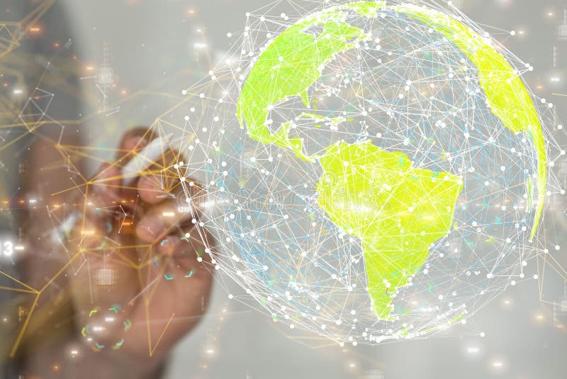 3d Rendered Earth Globe with Network Connection Dots and Lines Stock ...