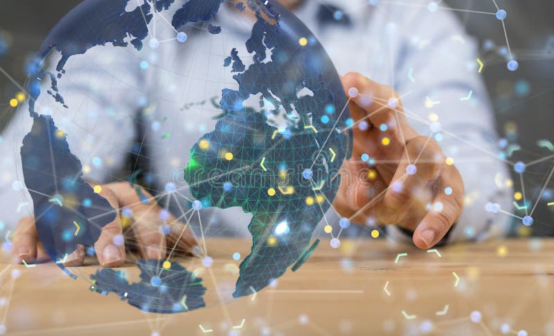 3d Rendered Earth Globe with Network Connection Dots and Lines Stock ...