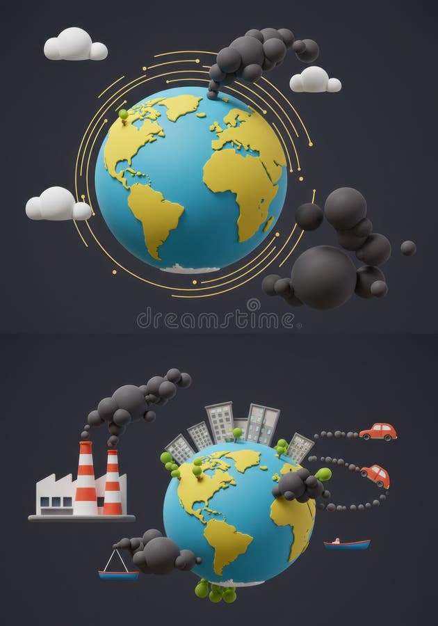 3D Rendered Earth Showing Pollution and Environmental Issues Stock ...