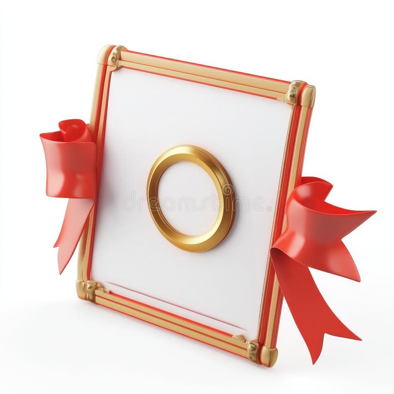 Elegant Gold and Red Award Certificate Frame with Ribbon Stock ...