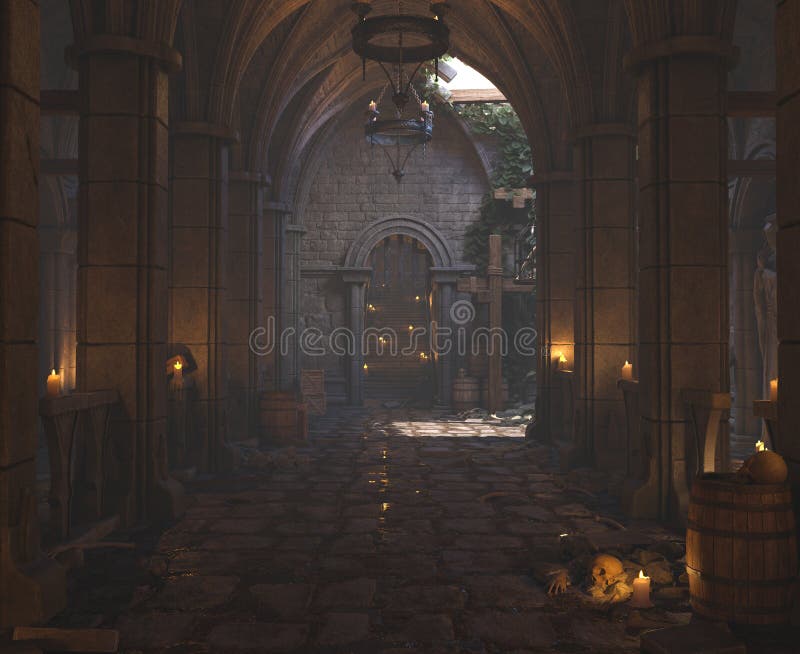 3D Rendered Fantasy Image Inside a Medieval Castle S Dungeons Stock ...