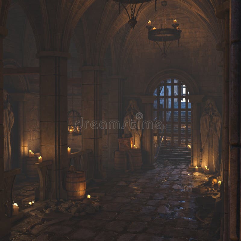 3D Rendered Fantasy Image Inside a Medieval Castle S Dungeons Stock ...