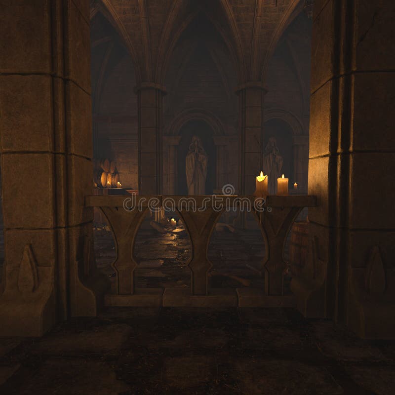 3D Rendered Fantasy Image Inside a Medieval Castle S Dungeons Stock ...