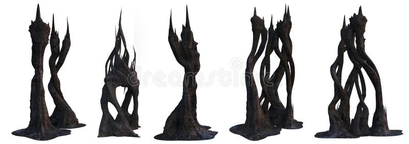 3D Rendered Fantasy Wood Formations Isolated on a White Background ...