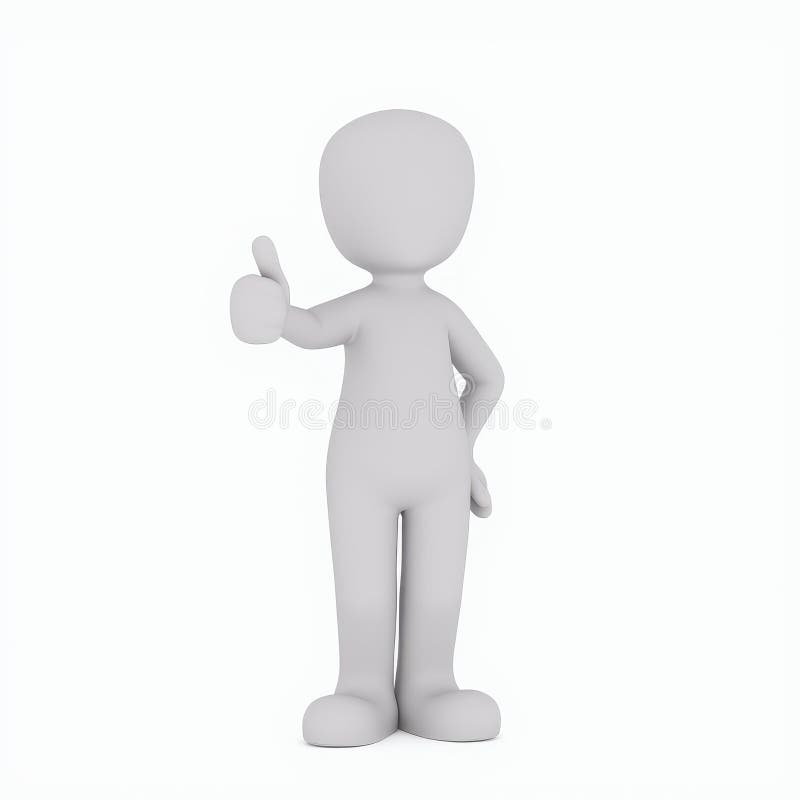 3D Rendered Figure Giving a Thumbs-up Gesture in a Neutral Background ...