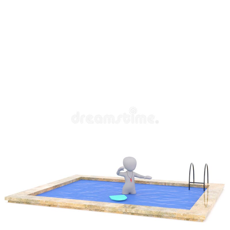 3D Rendered Figure Stands in Ground Pool Stock Illustration ...