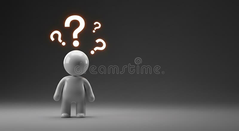 A 3D Rendered Figure Stands on a Smooth, Gray Surface with a Dark ...