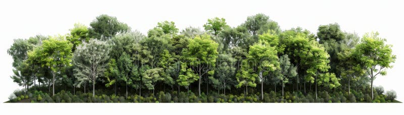 3D Rendered Forest Edge with Lush Greenery Isolated on White Background ...