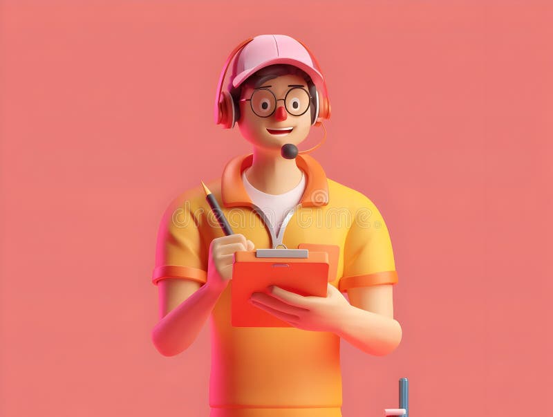 A 3D Rendered Friendly Customer Service Representative in Uniform ...