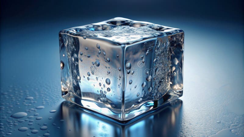 3D Rendered Frosted Ice Cube with Subtle Reflections and Refractions on ...