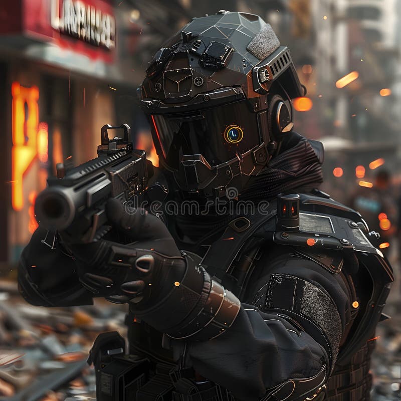 Elite Special Forces Operator Scans Abandoned Cityscape with Submachine ...