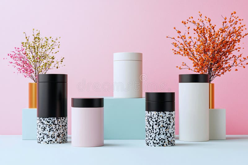 3D Rendered Geometric Containers on Pastel Gradient, Modern Branding ...