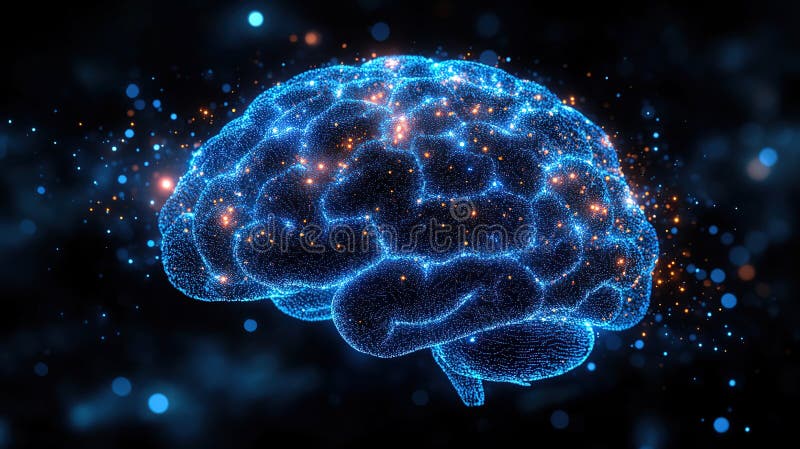 3D Rendered Glowing Brain in Space, Abstract Medical Illustration Stock ...