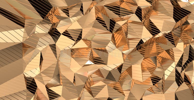3D Rendered Golden Crystal Surface for Background Stock Illustration - Illustration of ...
