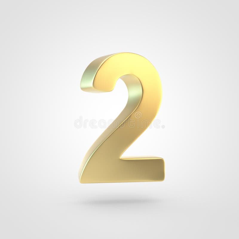 Number 2 3d Golden Isolated White Stock Illustrations – 344 Number 2 3d ...