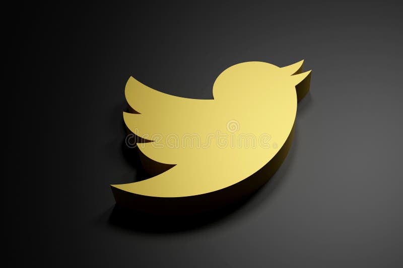3d Rendered Golden Old Twitter Logo Editorial Image - Illustration of ...