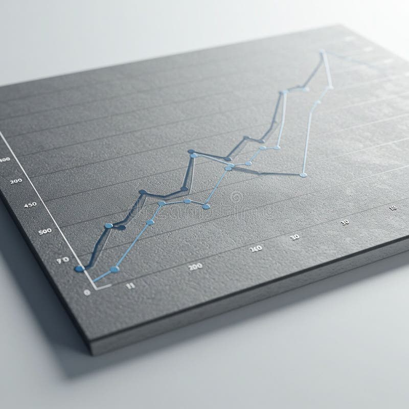 A 3D-rendered Graph on a Gray Textured Background Displays a Line Chart ...