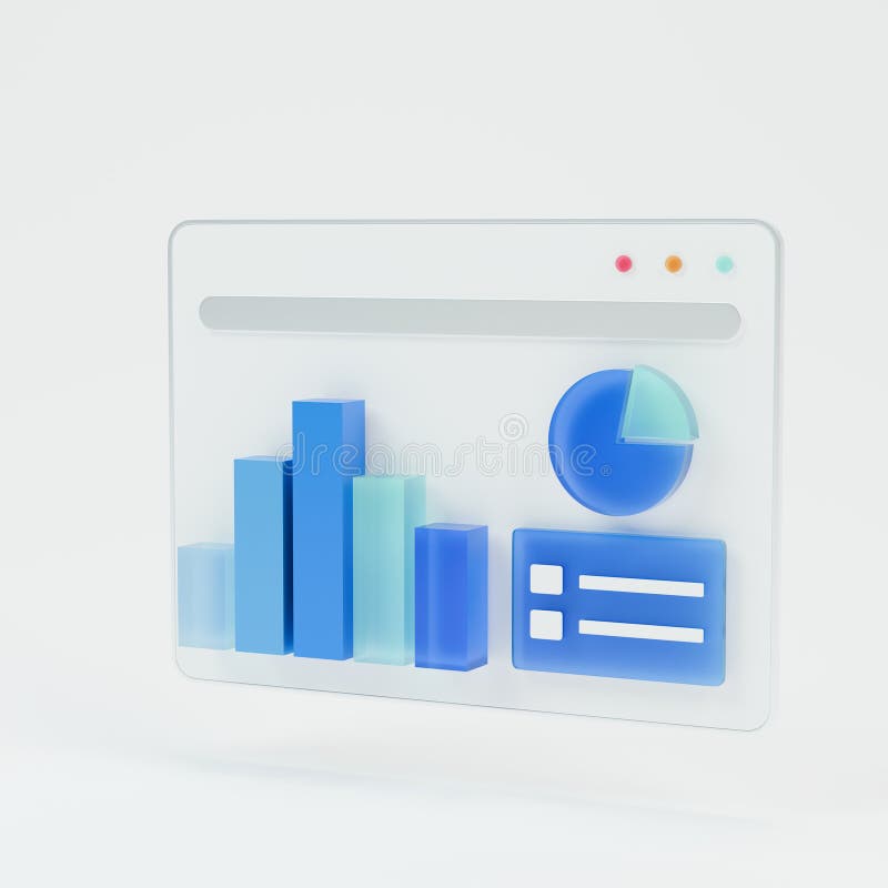 3D-rendered Data Analytics Visualization on a Web Browser. Stock Illustration - Illustration of ...