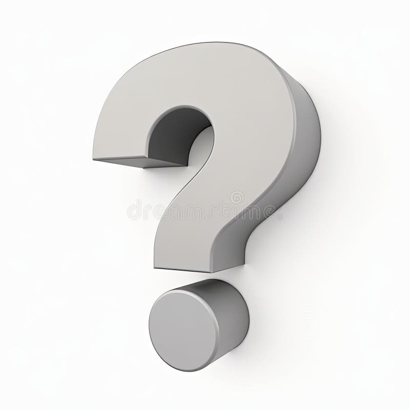 3D-rendered Gray Question Mark on a White Background, Symbolizing ...