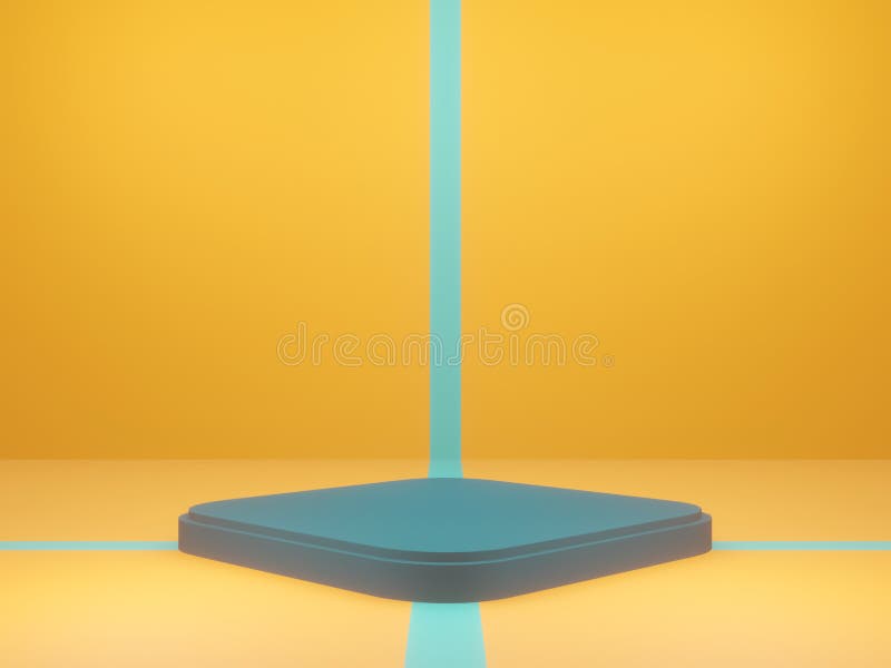3D Green and Yellow Product Stand. Podium Mockup Stock Illustration ...