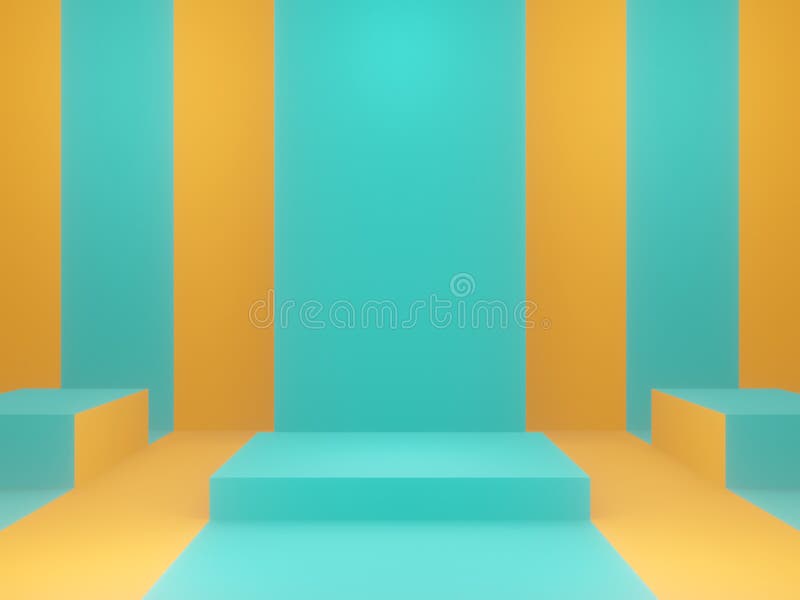 3D Green and Yellow Product Stand. Podium Mockup Stock Illustration ...