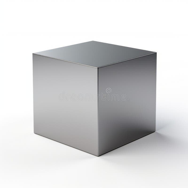 High Gloss Silver Cube with Extruded Design - Gray Cube on White ...