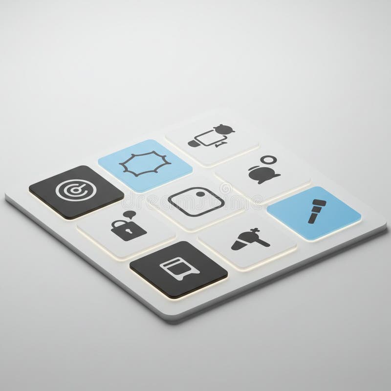 A 3D-rendered Grid Consisting of Nine Square Tiles Arranged in a 3x3 ...