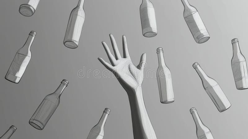 A 3D-rendered Hand Reaches Upward Surrounded by Multiple Translucent ...