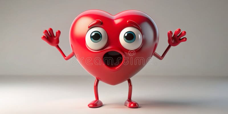 A 3D Rendered Heart Character Fear and Despair in Adorable Form Explore ...