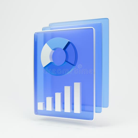 A 3D-rendered Icon of Business Analytics Shown on a Blue Translucent ...