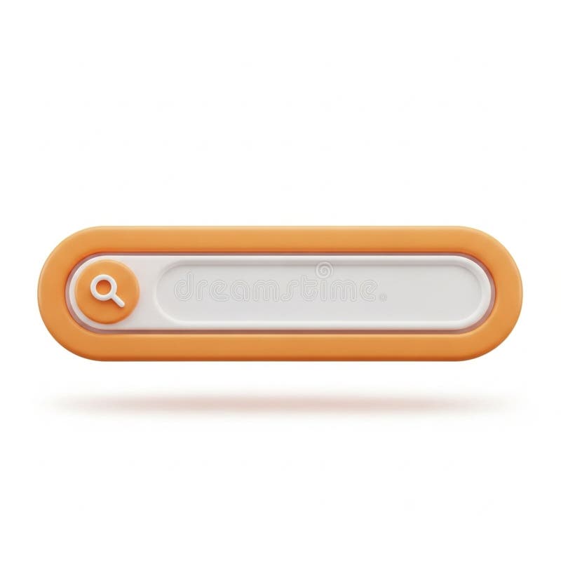 3D Rendered Orange Search Bar Icon with Magnifying Glass on White ...
