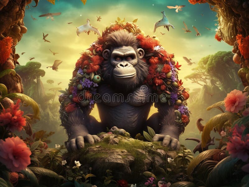 Ape Wild Animal with Alphabate Made with Generative AI Illustration ...