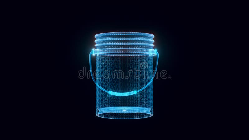 3d Rendered Illustration of Blue Bucket Hologram Rotating Stock ...
