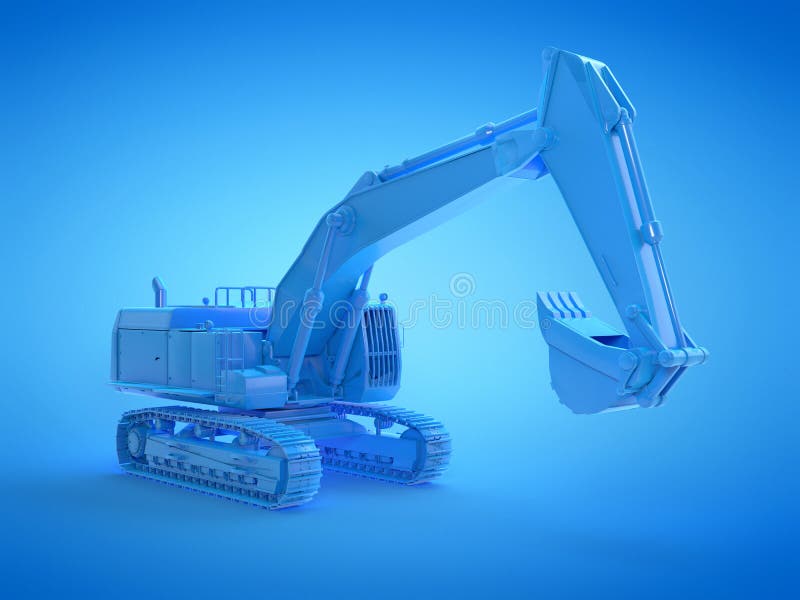 A blue excavator stock illustration. Illustration of backhoe - 165077377