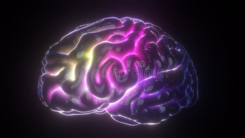 3d Rendered Illustration of Brain Model with Neural Network Impulses ...