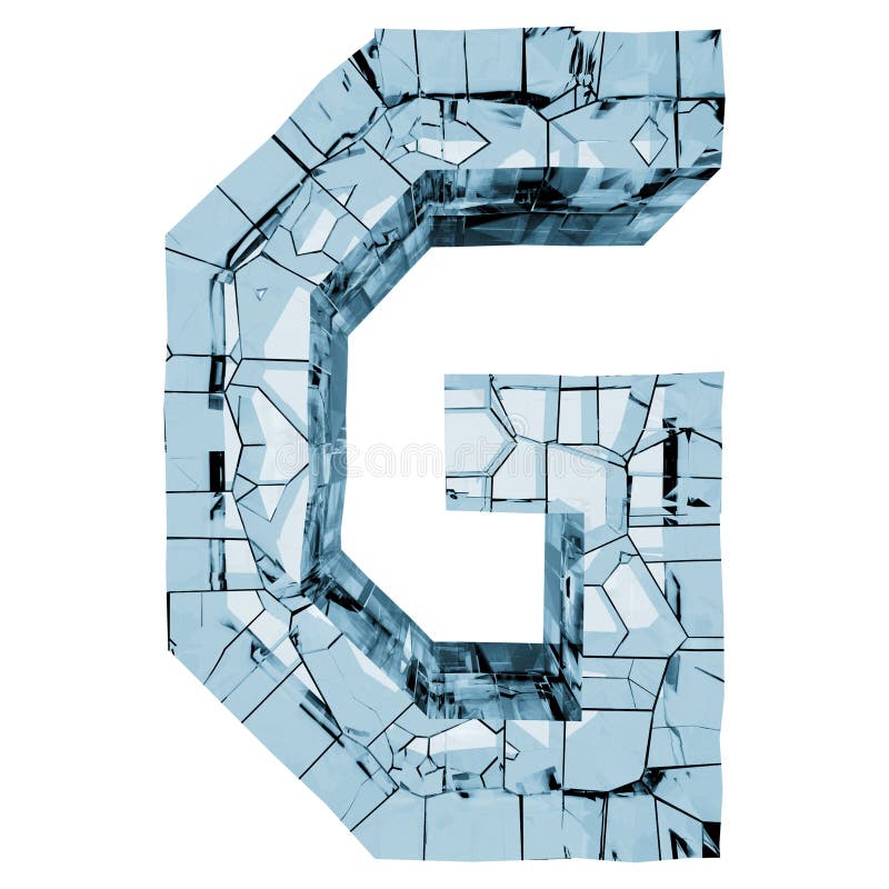 3D Rendered Illustration.Broken Glass Letter.Custom Art Font. Stock ...