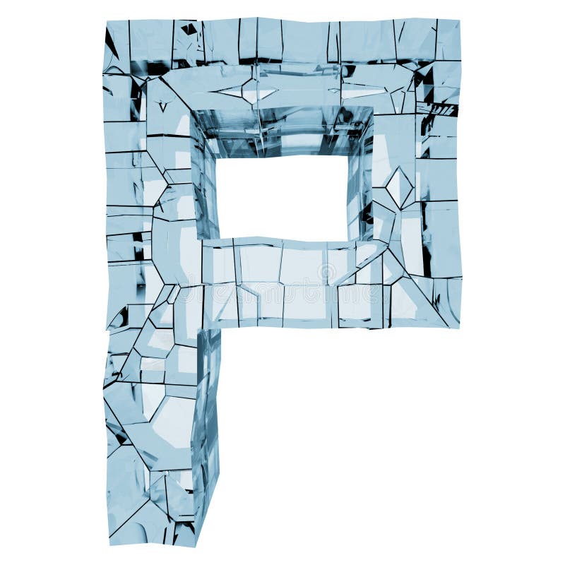 3D Rendered Illustration.Broken Glass Letter.Custom Art Font. Stock ...
